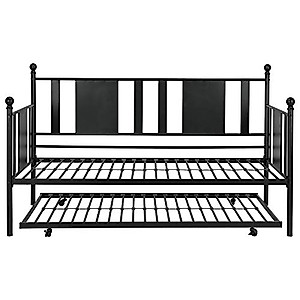 DHP Lavinia Metal Daybed with Trundle, Full Size Sofa Bed, Black