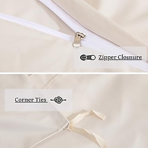 Haowaner Queen Size Duvet Covers, Queen Duvet Cover Set, Boho Duvet Cover Queen Size, 90x90"Comforter Cover Queen Size,Bedding Duvet Covers,Beige Duvet Cover Queen Comforter Cover,Textured Duvet Cover