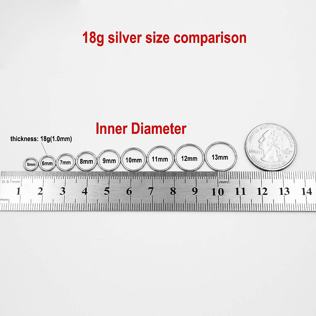 JOFUKIN 18 Gauge 8mm Hoop Nose Rings for Women Men Silver Nose Ring Hoop Surgical Steel Nose Hoop Hypoallergenic Body Piercing Rings for Septum Cartilage Helix Conch Rook Tragus Lobe Lip