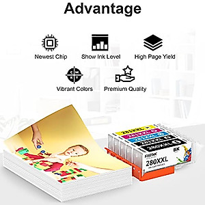 FASTINK Compatible Ink Cartridge Replacement for Canon 280 and 281 PGI-280XXL CLI-281XXL 281XXL to use with Canon PIXMA TR7520 TR8520 TS6120 TS6220 TS8120 TS8220 TS9120 TS9520 TS6320 TS9521C (5 Pack)
