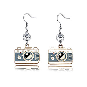 NC Camera Earrings with Birthstone Photographer Earrings Personalized Retro Camera Earrings Photography Gift Camera Charms Jewelry (Camera Ear RG)