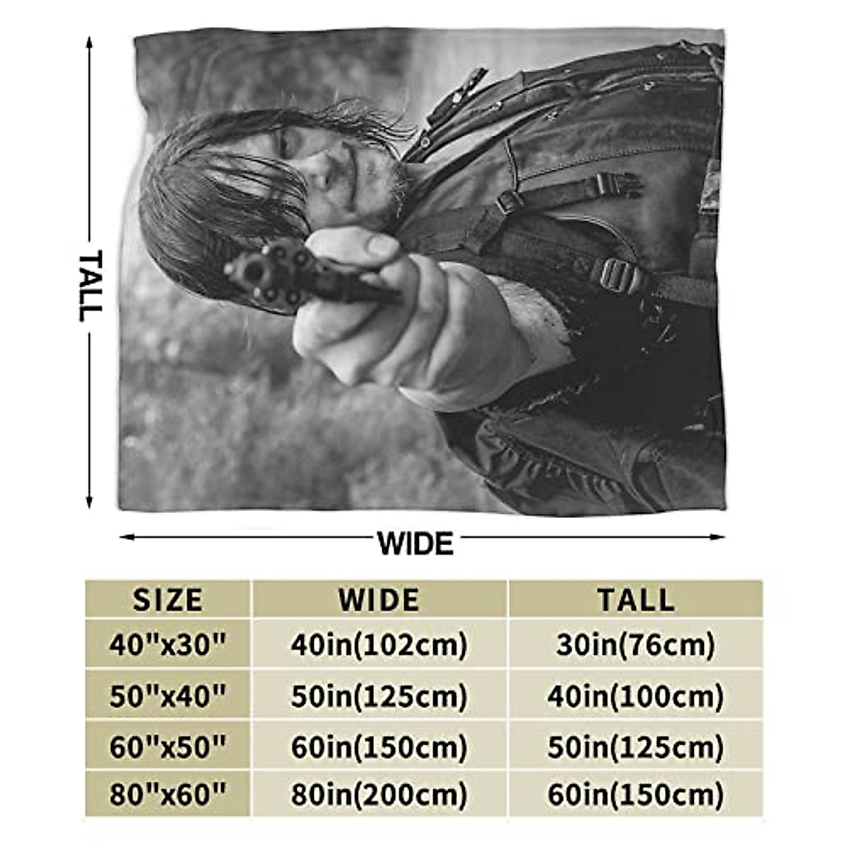 Norman Reedus Flannel Blanket Daryl Dixon Soft Air Conditioner Blanket Anti-Pilling Lap Blanket for Sofa Bedroom Living Room 50x40 inch