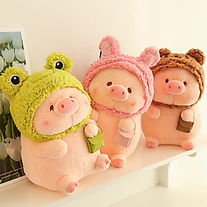 Gujuja 11.8 Inch Pig Plush Pillow Delicate and Lovely Pig Stuffed Animal Simulation Pig Plush Doll Toy for Family,Friends,Girlfriends and Kids