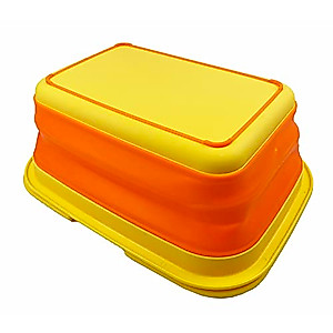 SAMMART 9.2L (2.37Gallon) Collapsible Tub with Handle - Portable Outdoor Picnic Basket/Crater - Foldable Shopping Bag - Space Saving Storage Container (Yellow/Carrot)