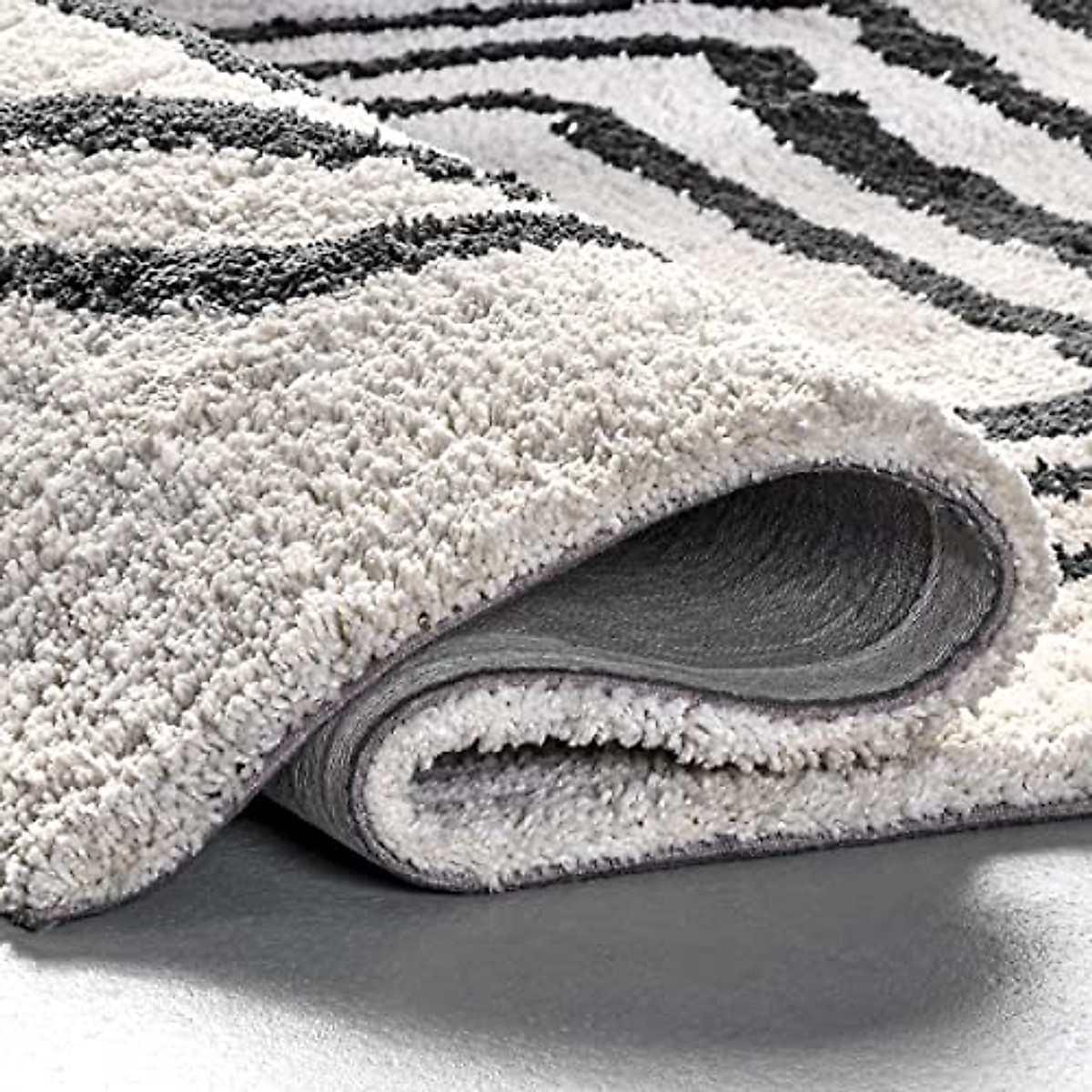 nuLOOM Mica Abstract Circles Shag Area Rug, 9' x 12', Ivory