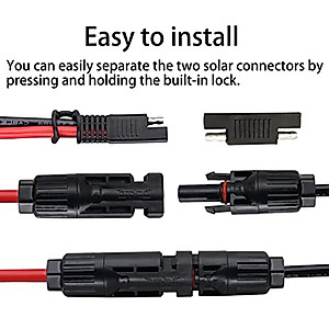 HCFeng10AWG SAE to M-C-4 Adapter Cable with SAE Polarity Reverse Adapter Conector,Solar Panel to SAE Adapter Cable SAE PV Extension Cable to Solar Panels for RV Panel Solar (55CM/1.8FT)