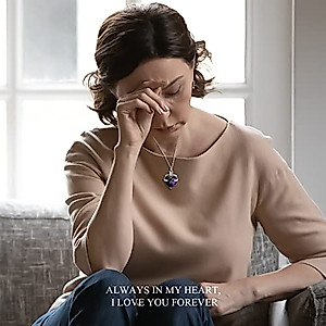 MTLEE 3 Pieces Cremation Urn Necklace for Ashes Vertical Bar Zircon, Heart Crystal Cremation Urn Necklace Urn Stainless Steel Necklace Waterproof Memorial Pendant Necklace (Purple Zircon)