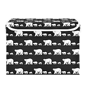 innewgogo Polar Bear Family Storage Bins with Lids for Organizing Decorative Callapsible Storage Basket with Handles Oxford Cloth Storage Cube Box for Pets Toys