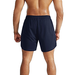 NELEUS Men's 2 in 1 Running Shorts with Liner,Dry Fit Workout Shorts with Pockets,6070,2 Pack,Black/Navy Blue,US 2XL,EU 3XL