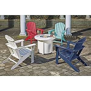 Signature Design by Ashley Outdoor Sundown Treasure Round Fire Pit Table, White