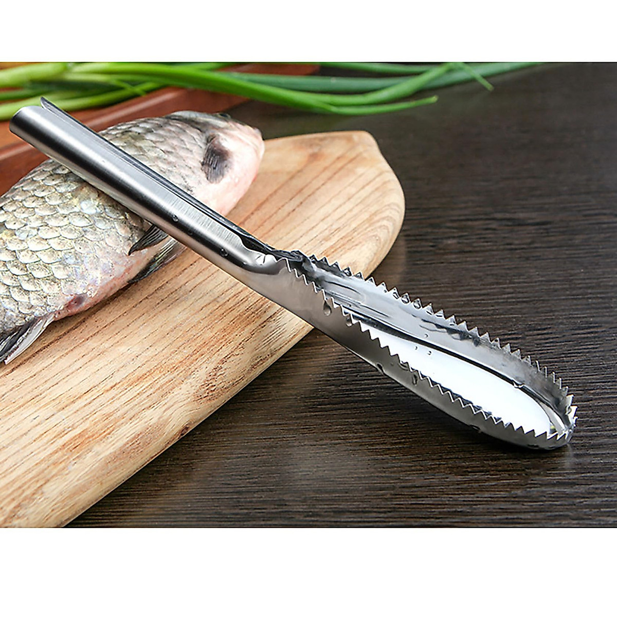 Fish Scaler Remover, 2 Pcs 9 Inch Stainless Steel Tooth Profile Fish Scale Scarper for Kitchen Tools (2)