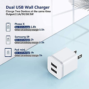 LUOATIP iPhone Charger Cable 3ft 6ft 10ft with Wall Plug, 5-Pack Long Charging Cord + Dual Port USB Block Cube Adapter Replacement for iPhone 11 XS/XS Max/XR/X 8/7/6/6S Plus SE/5S/5C, Pad, Pod