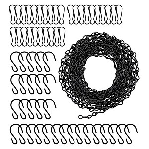 Suwimut 157 Inches Hanging Chains, Black Metal Hanging Chain with 30 S Hooks and 30 Clips for Hanging Bird Feeders, Birdbaths, Planters, Billboards, Chalkboards, Wind Chimes, Flower Pots, Lanterns and Decorative Ornaments, Outdoor Indoor Use