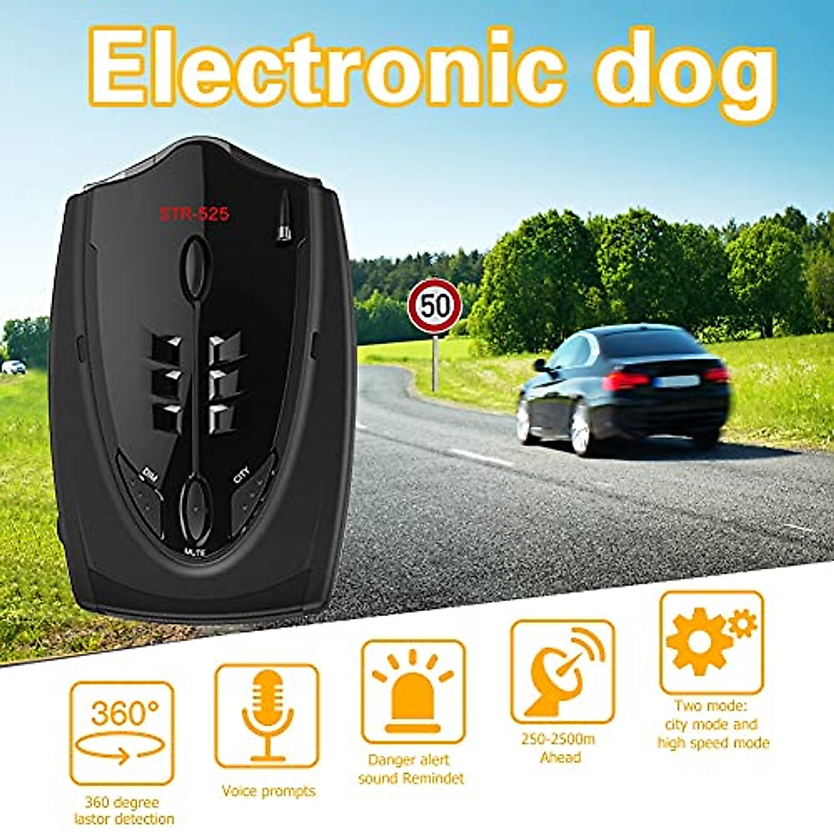 DAVITU Remote Controls - STR-525 Radar Detector English Russian Thai Voice Auto Vehicle Speed Alert Warning X K CT La Anti Radar Car Detector - (Color: Black)
