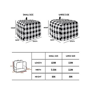 Toaster Cover, 2 Slice Toaster Cover Vintage Farmhouse Black White Buffalo Check Plaid Kitchen Small Appliance Covers, Dust and Machine Washable Bread Maker Cover (12w X 7.5d X 8h)
