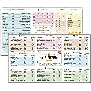 2 Pack Magnetic Cheat Sheets Cookbook Cooker Compatible with Air Fryer Cooking Times Quick Reference Guide Air Fryer Accessories 6''x11''