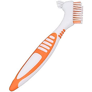 Chargenyang 3 Pack Denture Cleaning Brush Set Hard Denture Toothbrush Portable Denture Toothbrush Cleaning Brush Double Sided Denture Brush for Denture Care