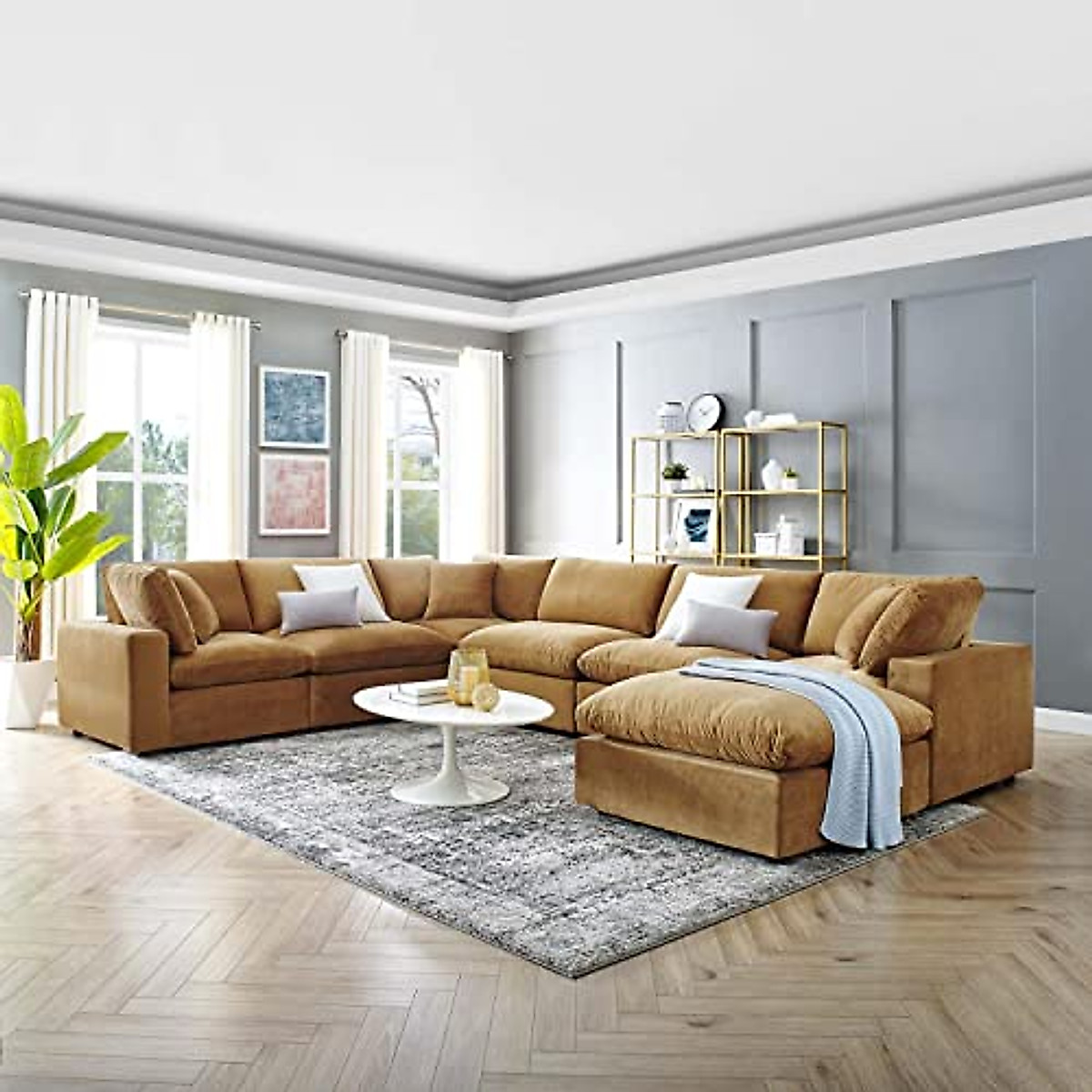 Modway Commix Sectional, Cognac