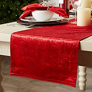 DII Velvet Collection Tabletop, Table Runner, 14x72, Red