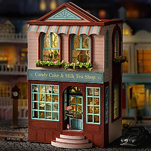 Flever Dollhouse Miniature DIY House Kit Creative Room with Furniture for Romantic Valentine's Gift (Manxing Dessert Shop)