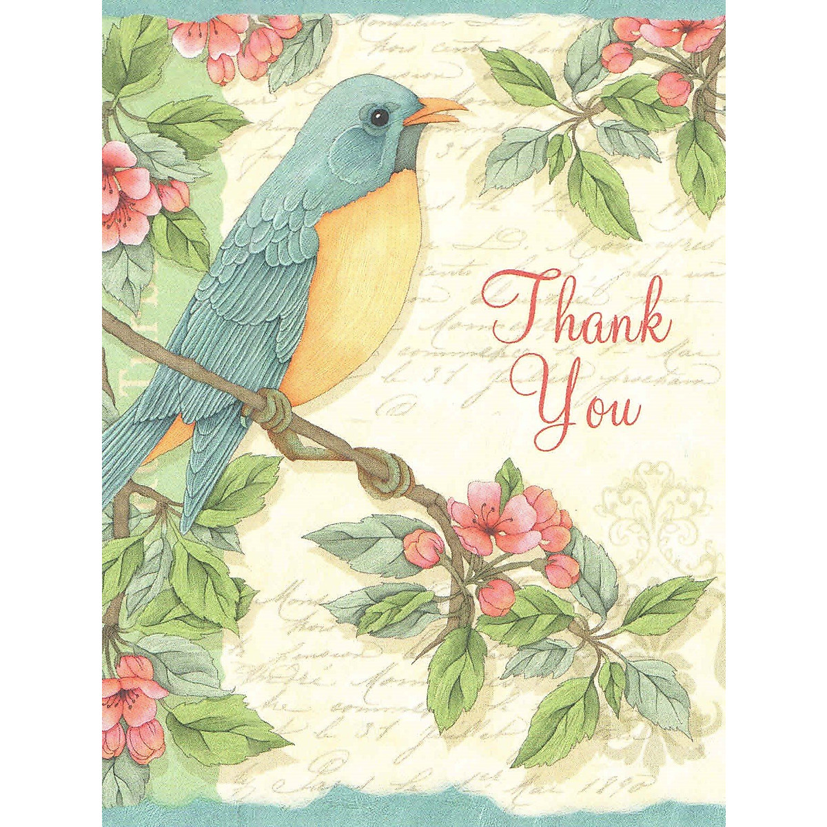 Joy Hall Winged Floral Thank You Cards (8 Cards; 4" x 5.25"; White Envelopes)