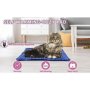 MARUNDA Self-Warming Cat Bed,Super Soft Dog Bed Crate Bed Blanket, Self Heating Cat Pad, Thermal Cat and Dog Warming Bed Mat. (Self-Warming, S - 22" * 15")