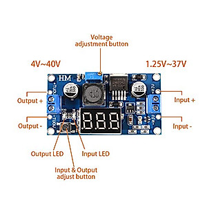 2 Pcs LM2596s DC Buck Converter, MELIFE Adjustable DC to DC Step-Down Voltage Regulator Power Module 36V 24V 12V to 5V 2A Voltage Stabilizer with LED Display
