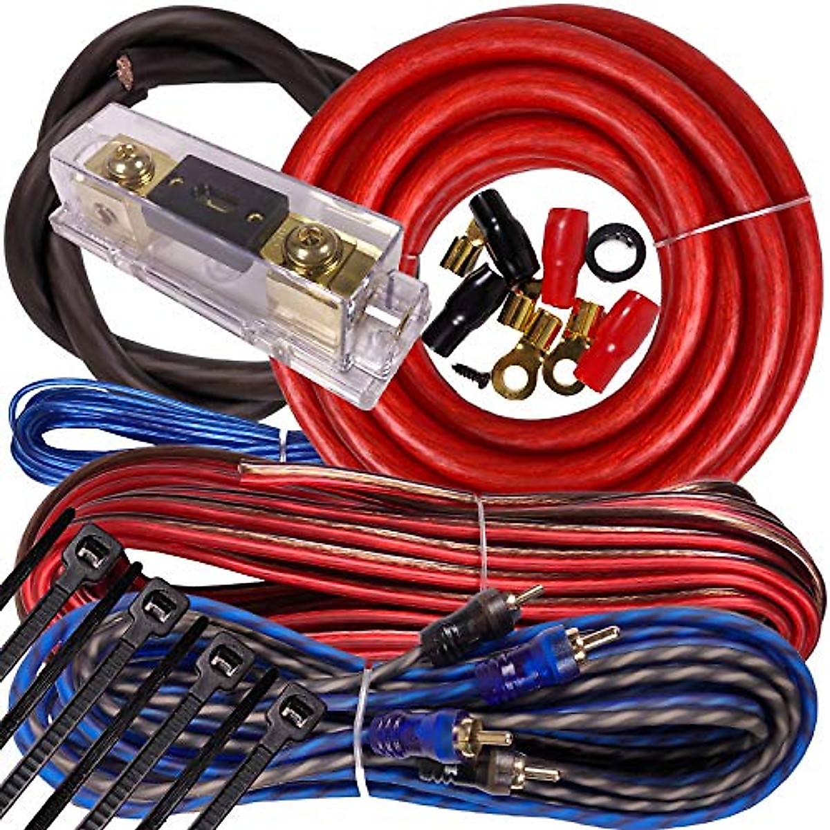 Gravity BGR-KIT4-R-PK2-3000W Complete 3000W 4 Gauge Amplifier Installation Wiring Kit Amp Pk2 4 Ga for Installer and DIY Hobbyist - Perfect for Car/Truck/Motorcycle/Rv/ATV, 3000W / RED