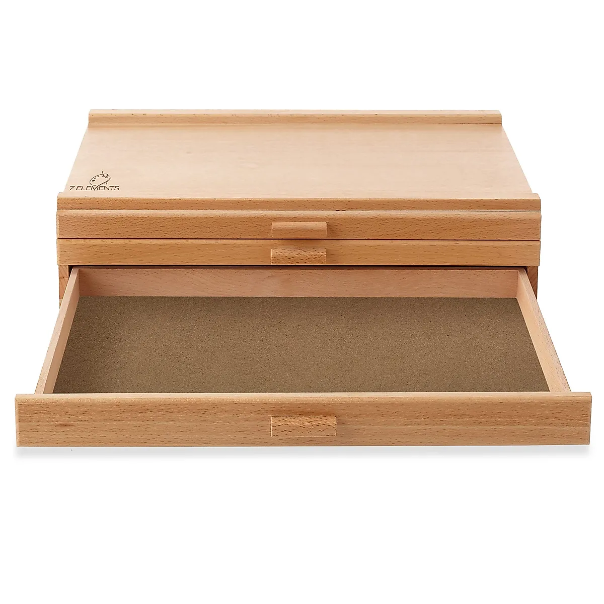7 Elements 3 Drawer Wooden Artist Storage Supply Box for Pastels, Pencils, Pens, Markers, Brushes and Tools