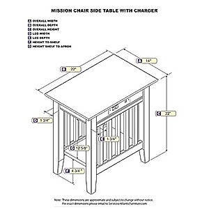 Home Square 2 Piece Mission Charger Chair Side Table Set in Walnut
