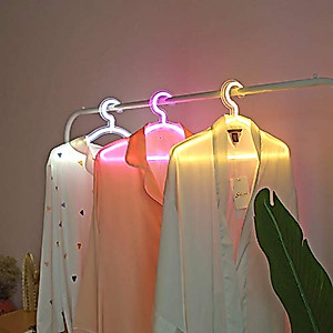 LED Cloth Hanger Neon Light Sign Wedding Dress Bedroom Romantic Decoration (Pink)
