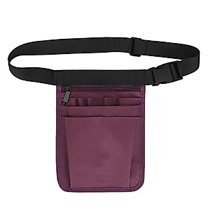 Nurse Utility Waist Organizer, Nylon Multi,Functional Large Capacity Fanny Pack for Medical Professionals, Ideal for Stethoscopes, Scissors, and More, Black (Purple)