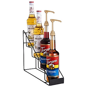 Mustry Coffee Syrup Rack for Coffee Bar Accessories, Fits with Torani and Monin Syrup, Coffee Bar Organizer Holds 4 Bottles