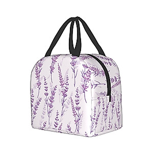 Carati Lavender Floral Purple Lunch Bag, Waterproof, Reusable, Durable