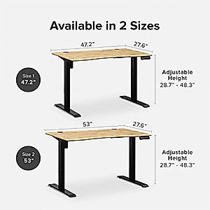 mopio Solid Wood Sterling Electric Height Adjustable Standing Desk, Sit Stand Desk Workstation, 3 Adjustable Memory Setting and Stand Alarm 100% Solid Wood (47", Natural)