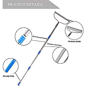 FLY HAWK 5 FT Bow Rake Heavy Duty，for lawns Raker to Gather Fallen Leaves, Weeds，Strong Hold When Working – Rust-Free(5 FT)
