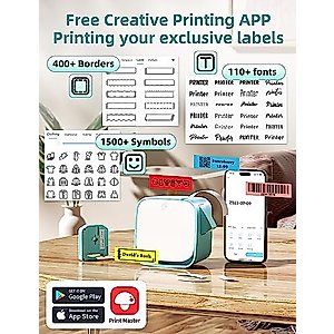 Vixic Label Maker with Tape, M960 Bluetooth Label Maker Machine, Small Mini Portable Label Makers Multiple Templates Font Icon for Home School Office Organization, Inkless Rechargeable,Green