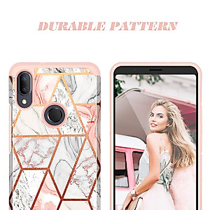 Fingic ALCATEL 3V 2019 Case/ 5032W Case, Rose Gold Marble Design Shiny Glitter Bumper Hybrid Hard PC Soft Rubber Silicone Cover Anti-Scratch Shockproof Protective Case for Alcatel 3V 2019/ 5034W 6.7"