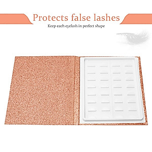 16 Pair Eyelash Storage Book,Makeup Display Sample Container,Eyelash Catalog Travel Glitter Paper rose gold