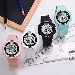 WISHFAN Sports Watch for Women, Women’s and Girls’ Watch Waterproof Digital Watch with 7 Colors Backlight (Turquoise)