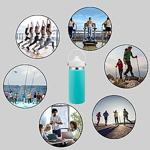 Straw Lid Compatible with 12 16 18 32 40 oz Wide Mouth Hydro Flask, Lids with Straw for Water Bottle Accessories, Replacement Straw Cap with Flex Handle for Hydroflask, White