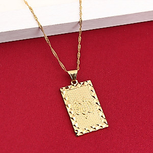 24K New Islamic Allah Pendant Charm Gold Pendant Necklace Religious Muslim Jewelry (Gold Plated)