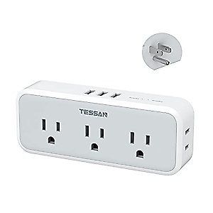 Multi Plug Outlet Splitter, TESSAN 5 AC Surge Protector Outlet Extender with 3 USB Wall Charger, Multiple Plug Expander for Home Office Dorm Room Essentials