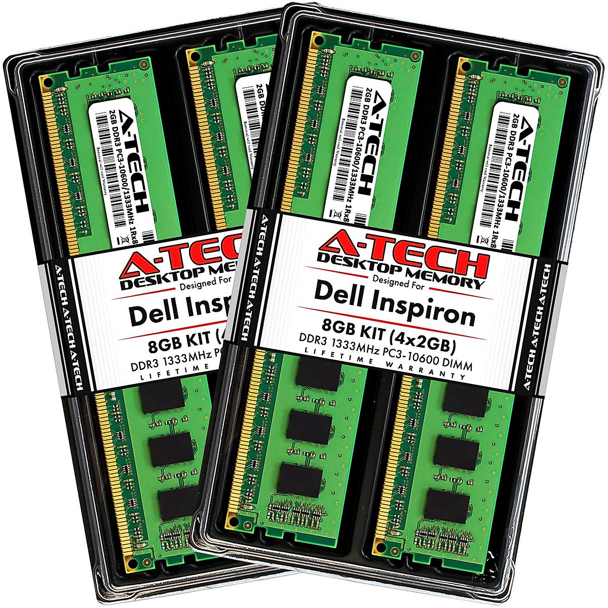 A-Tech 8GB (4x2GB) RAM for Dell Inspiron 580, 580s | DDR3 1333MHz DIMM PC3-10600 240-Pin Non-ECC UDIMM Desktop Memory Upgrade Kit
