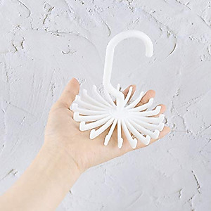 AUEAR, 8 Pack 360 Degree Rotating Scarf Hanger 20 Hooks Twirl Plastic Ties Hanger for Women Men Home Bedroom Supplies (White)