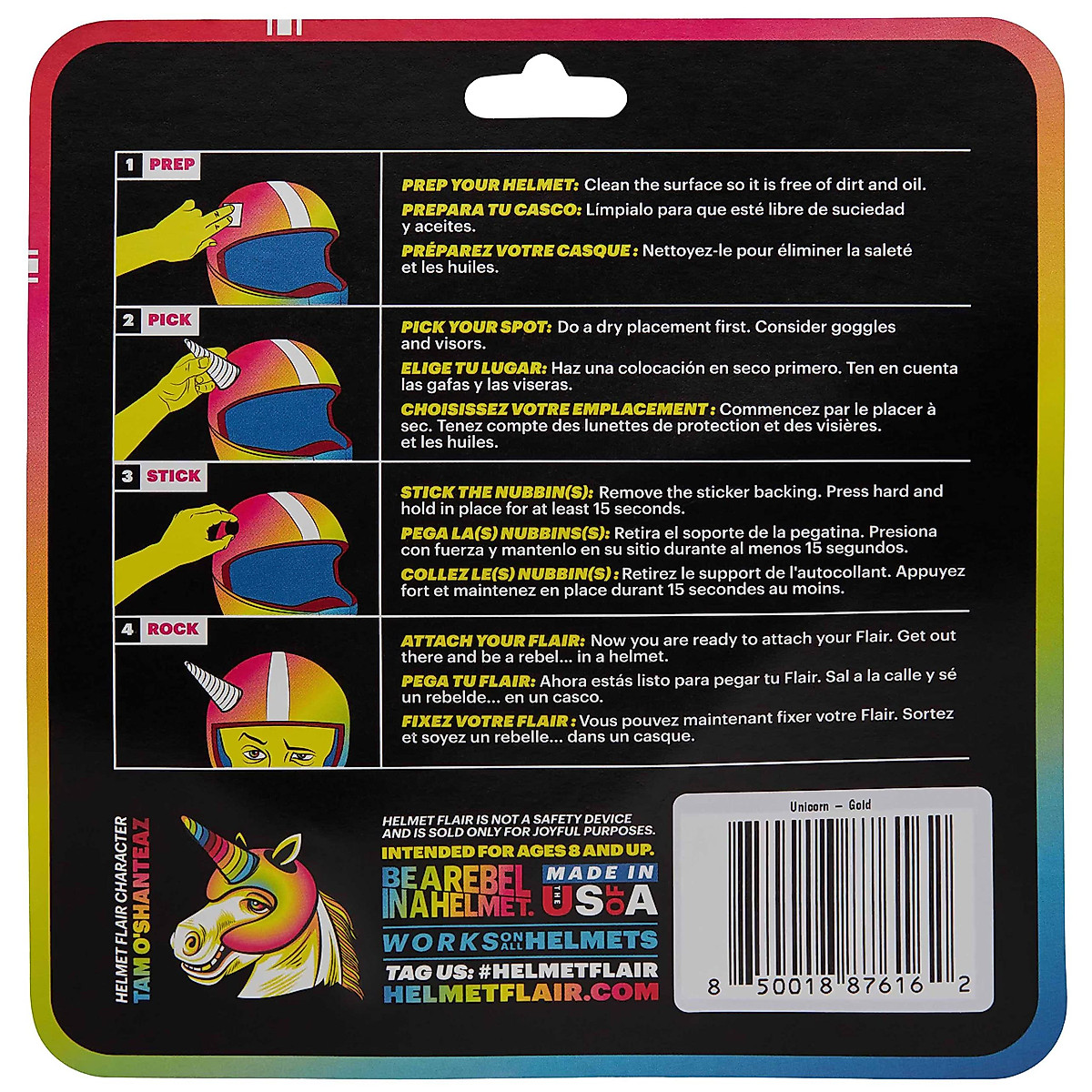 Helmet Flair MagNeatOhz Unicorn Horn for Helmet | Made in USA | Helmet Accessory for Bike Helmet, Ski Helmet | Magnetic Attachment | Interchangeable (Helmet Not Included)