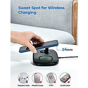 GINRGERS Wireless Charger,2 in 1 Charging Dock with iWatch Stand,iPhone Charger Compatible iphone13/12/11/X/XS Pro Max/ 8, 7/6/SE/5/4/3/2, Galaxy S21/S20/S10/S9/S8, Google, etc, Black