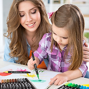 JEFFNIUB Dual Brush Markers Pens 24 Colors, No Bleed Caligraphy Markers for Adult Coloring Book, Bullet Journals Supplies, Lettering, Drawing Art Watercolor Markers Dual Tip Set