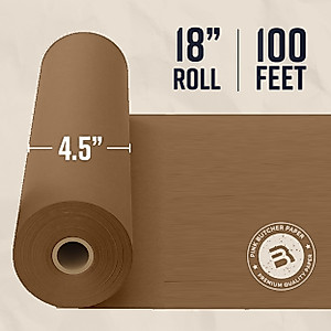 Brown Kraft Butcher Paper Roll - 18 Inch x 100 Feet - USA Made - Food-Grade Paper for Wrapping and Smoking Meat, BBQ, Grilling, Perfect Brisket Crust - Durable, Unbleached, Uncoated & Unwaxed