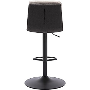 Brage Living Fabric Adjustable Bar Stool, Swivel Counter Height Barstool with Back, Armless Kitchen Bar Chair for Dining Cafe with Large Black Base (Greige)